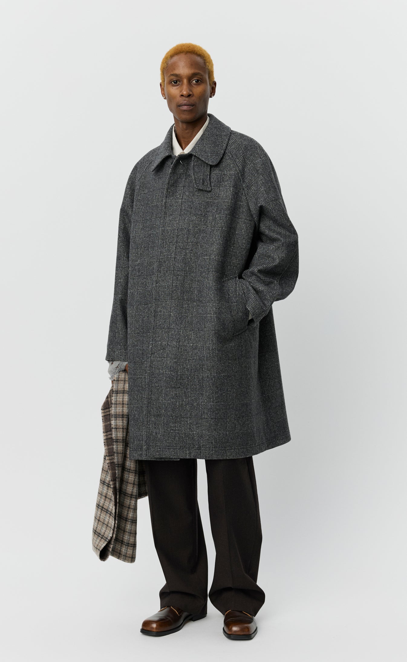Accession Coat - Brushed Grey Glen Check – mfpen