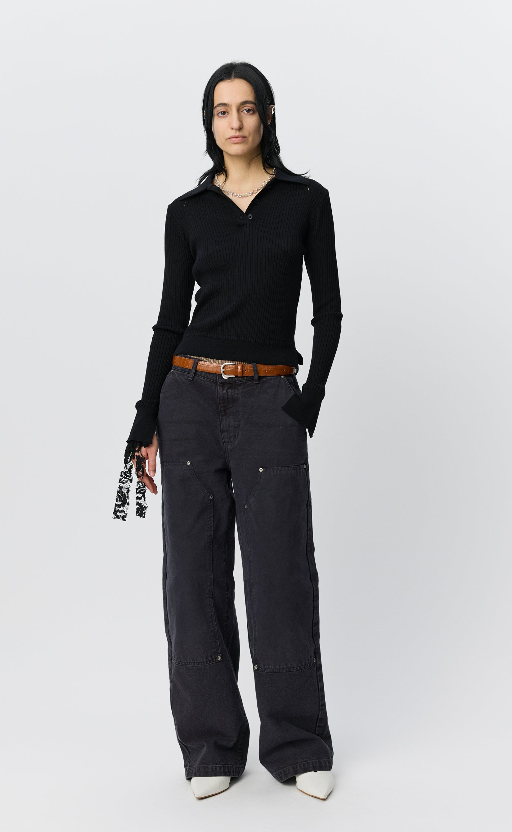 Partial Placket Polo - Black Rib – mfpen